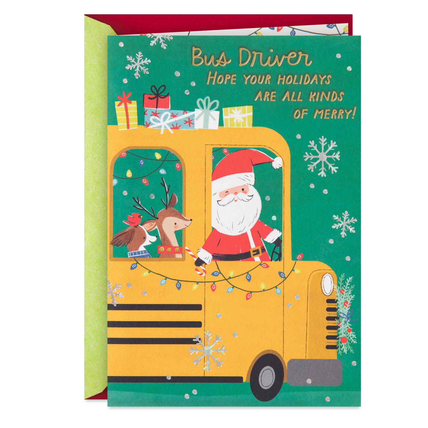 Santa in Bus Merry Thanks Christmas Card for Bus Driver - Greeting ...