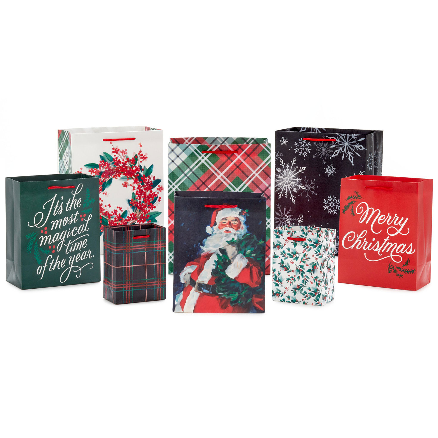 Classic Christmas 8-Pack Assortment Christmas Gift Bags - Gift Bags ...
