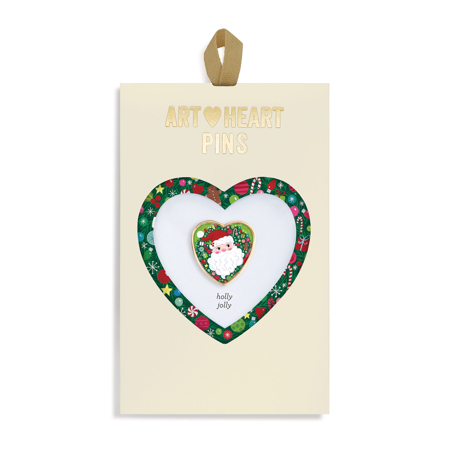 Demdaco Holly Jolly Santa Art Heart Pin - Pins & Costume Accessories ...