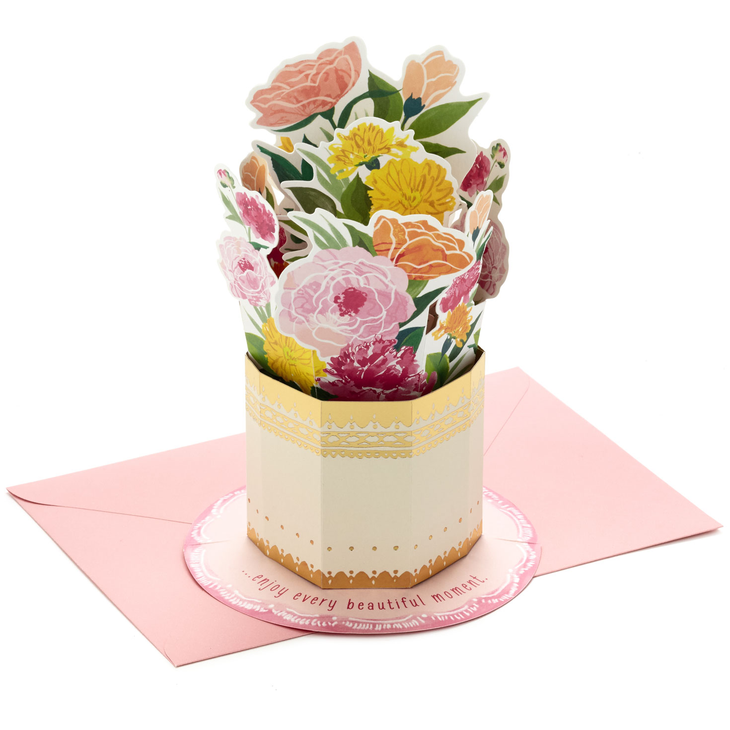 Enjoy Every Beautiful Moment Flower Vase 3D Pop-Up Card - Greeting ...