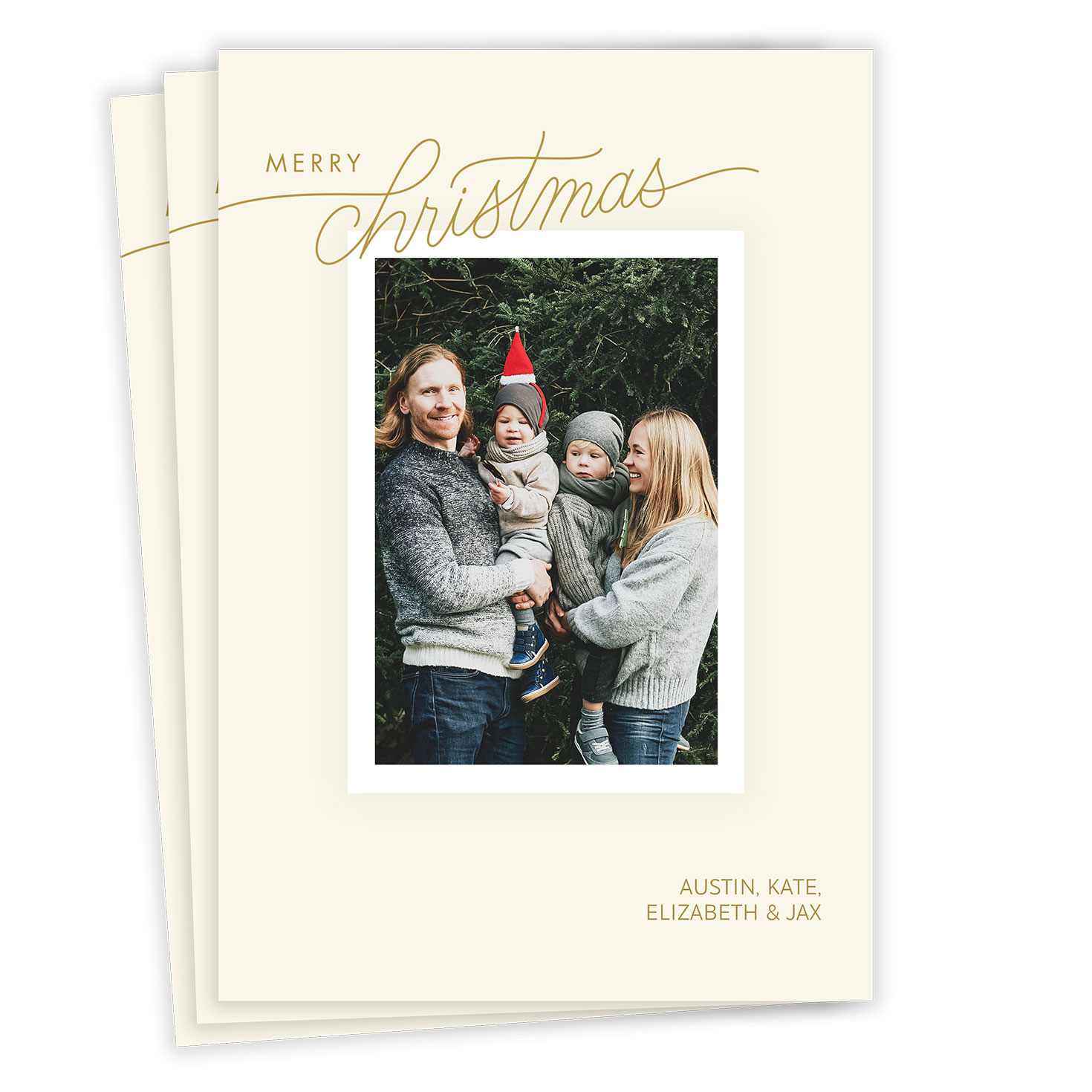 Simple Golden Beige Flat Christmas Photo Card - Photo Cards | Hallmark