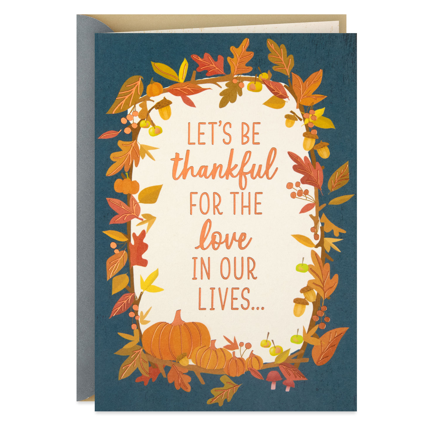 Leaves and Pumpkins Let's Be Thankful Thanksgiving Card - Greeting ...