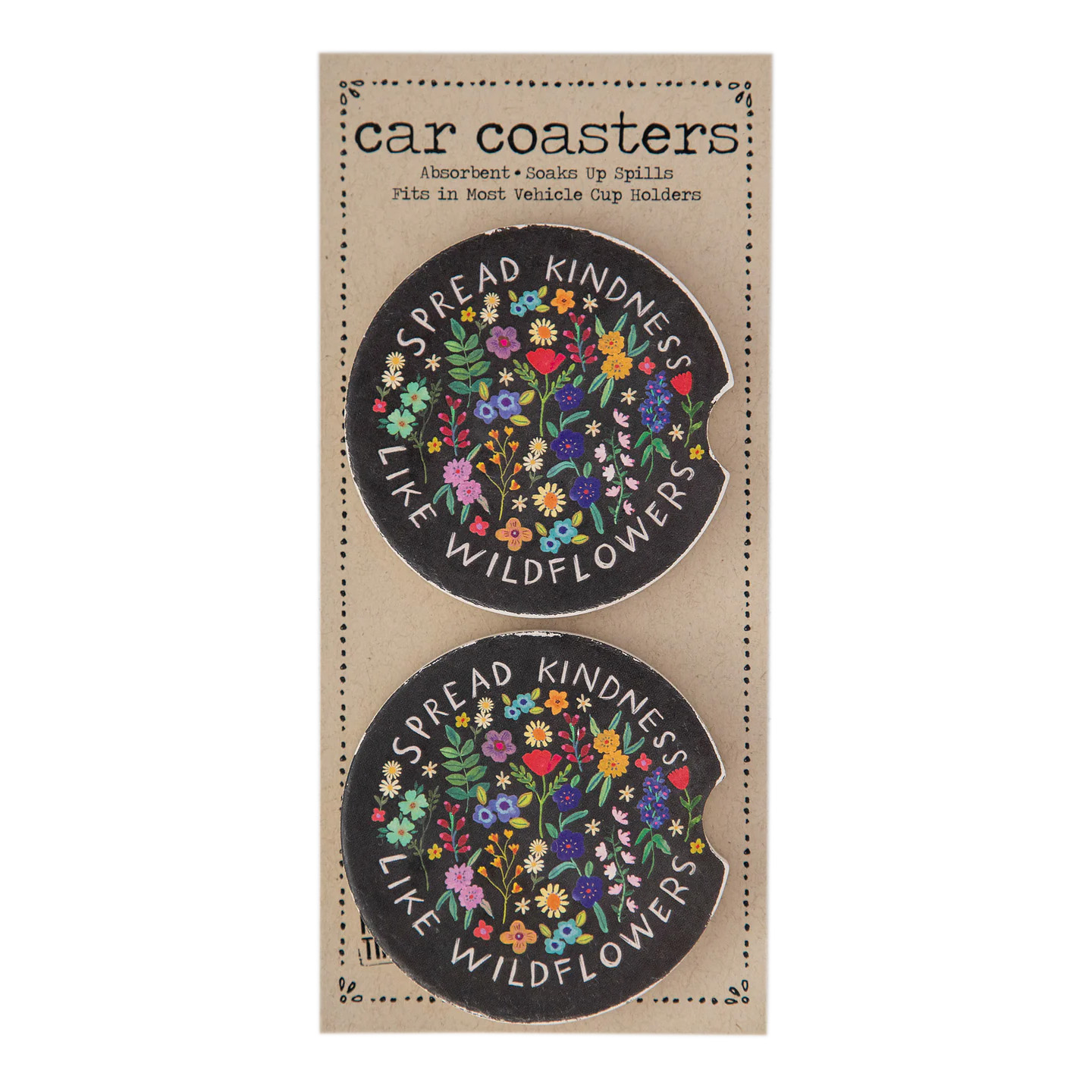 Natural Life Spread Kindness Ceramic Car Coasters, Set of 2 - Travel ...