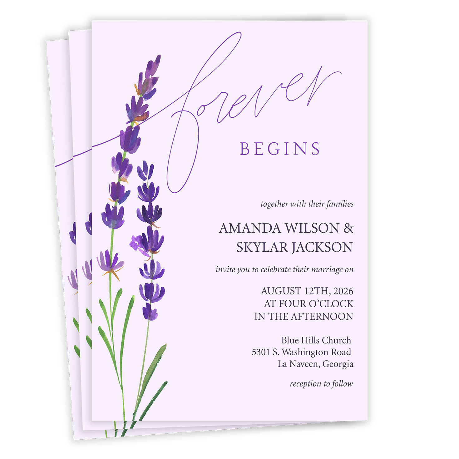 Forever Begins Lavender Flat Wedding Invitation - Invitations | Hallmark