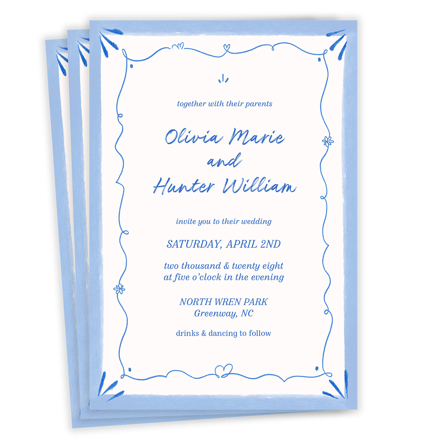 Elegant Doodle Flat Wedding Invitation - Invitations | Hallmark