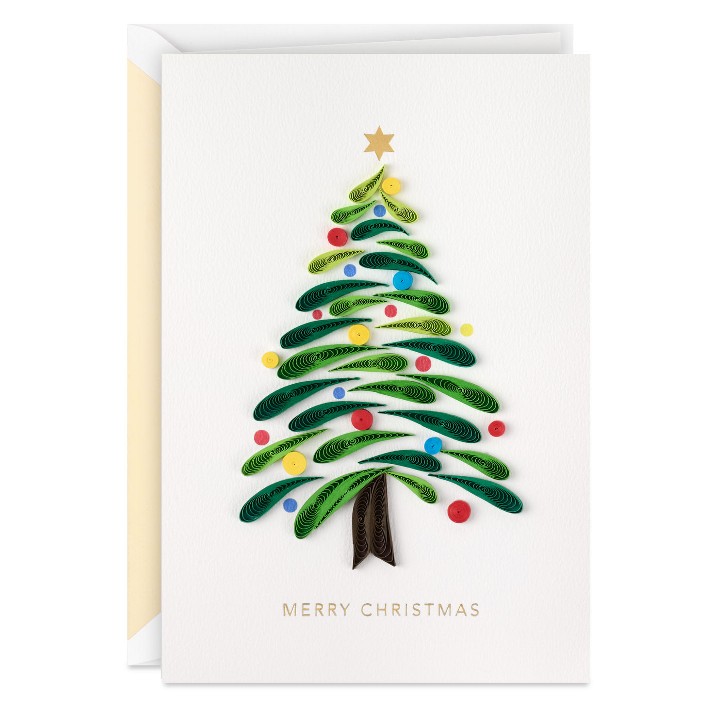 Merry and Bright Christmas Tree Quilled Paper Handmade Christmas Card ...