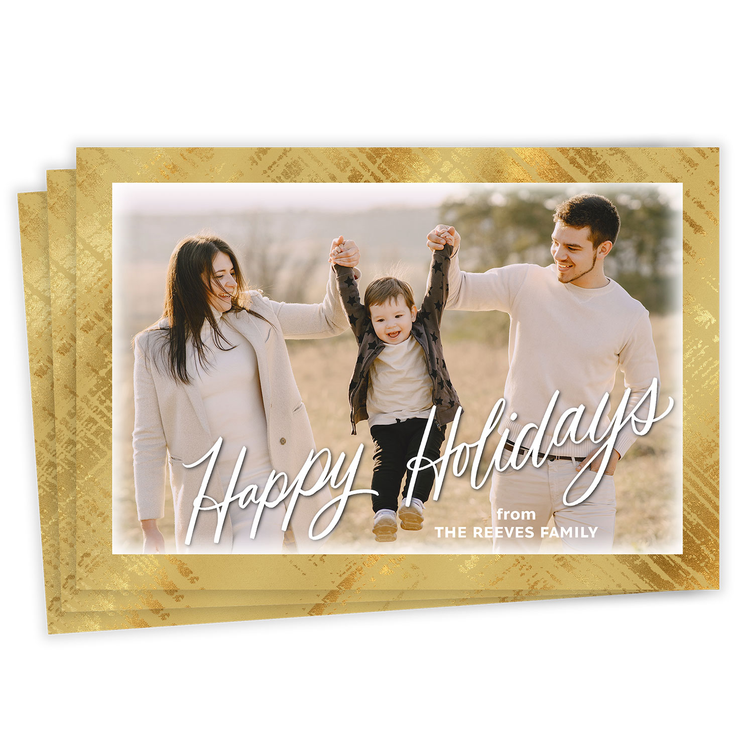 Frosted Gold Frame Flat Holiday Photo Card - Photo Cards | Hallmark