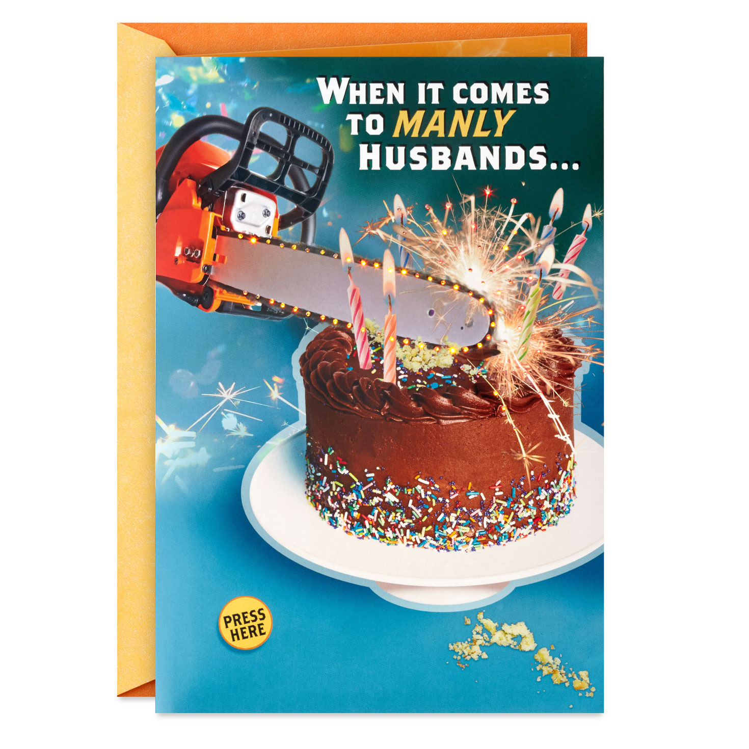 For My Manly Husband Funny Birthday Card With Sound and Light ...