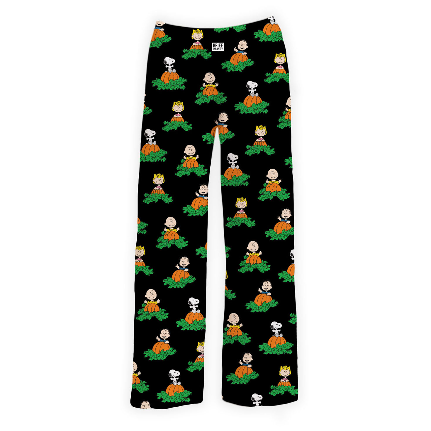 Brief Insanity Peanuts Pumpkin Patch Black Lounge Pants - Loungewear ...