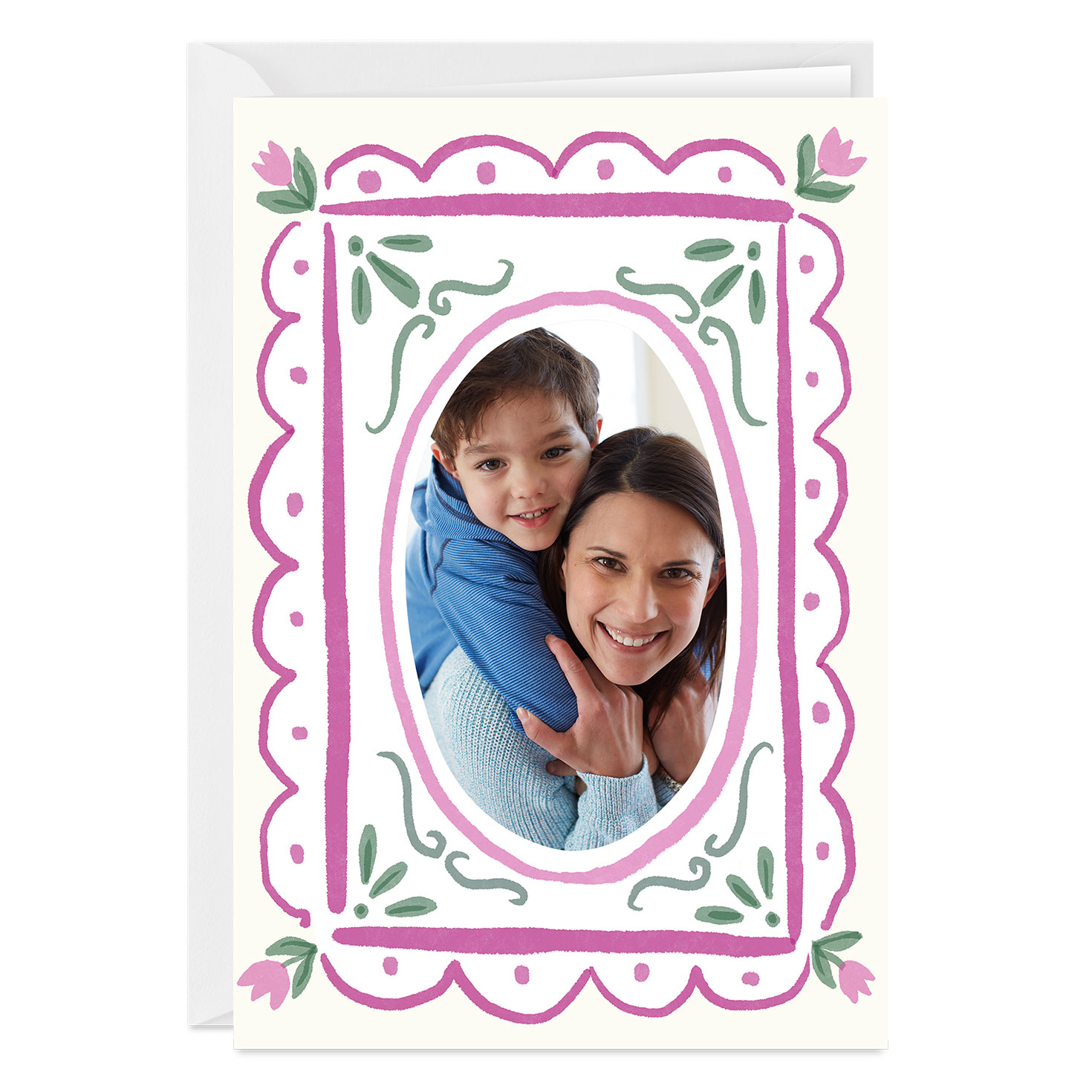 Watercolor Floral Frame Custom Card - Greeting Cards | Hallmark
