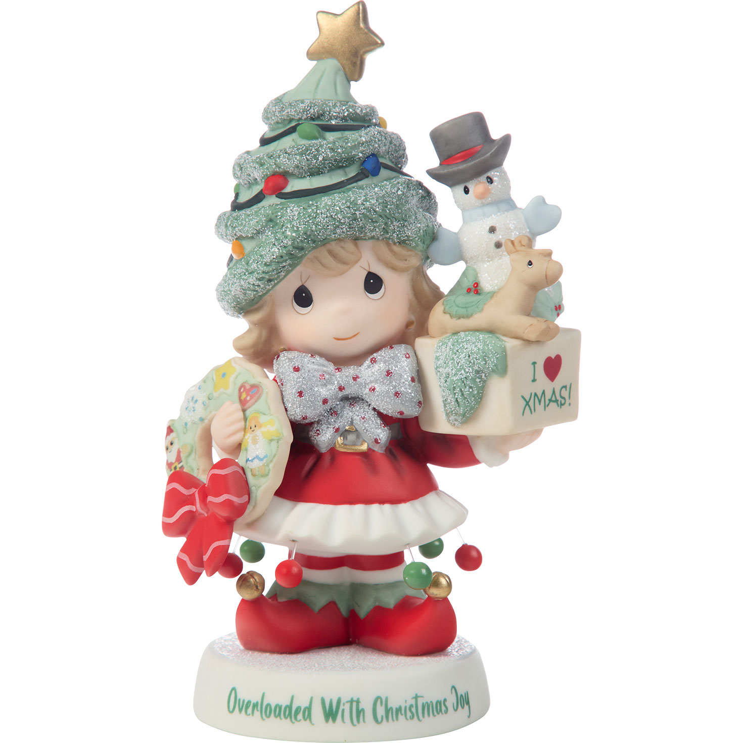 Precious Moments Overloaded With Christmas Joy Girl Figurine, 5.8 ...