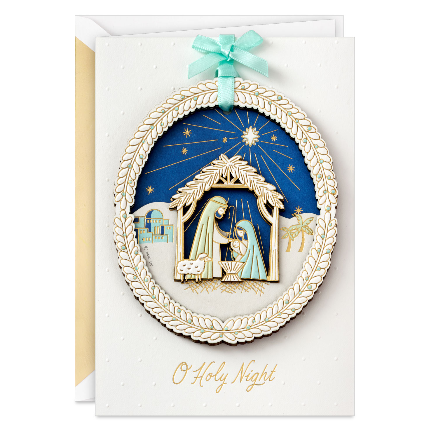 O Holy Night Nativity Scene Christmas Card With Ornament - Greeting ...