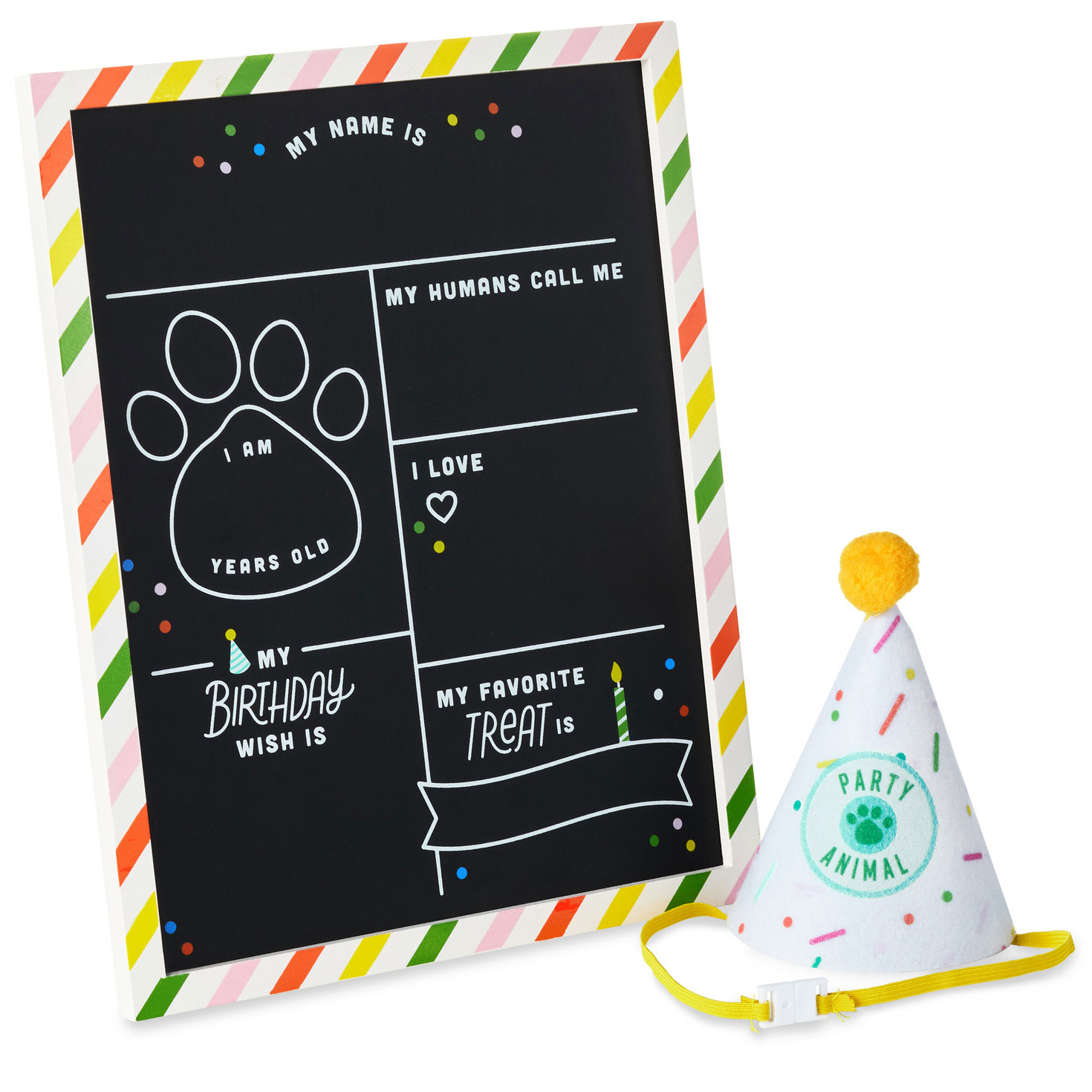 Pet Birthday Chalkboard With Party Hat - Pets | Hallmark