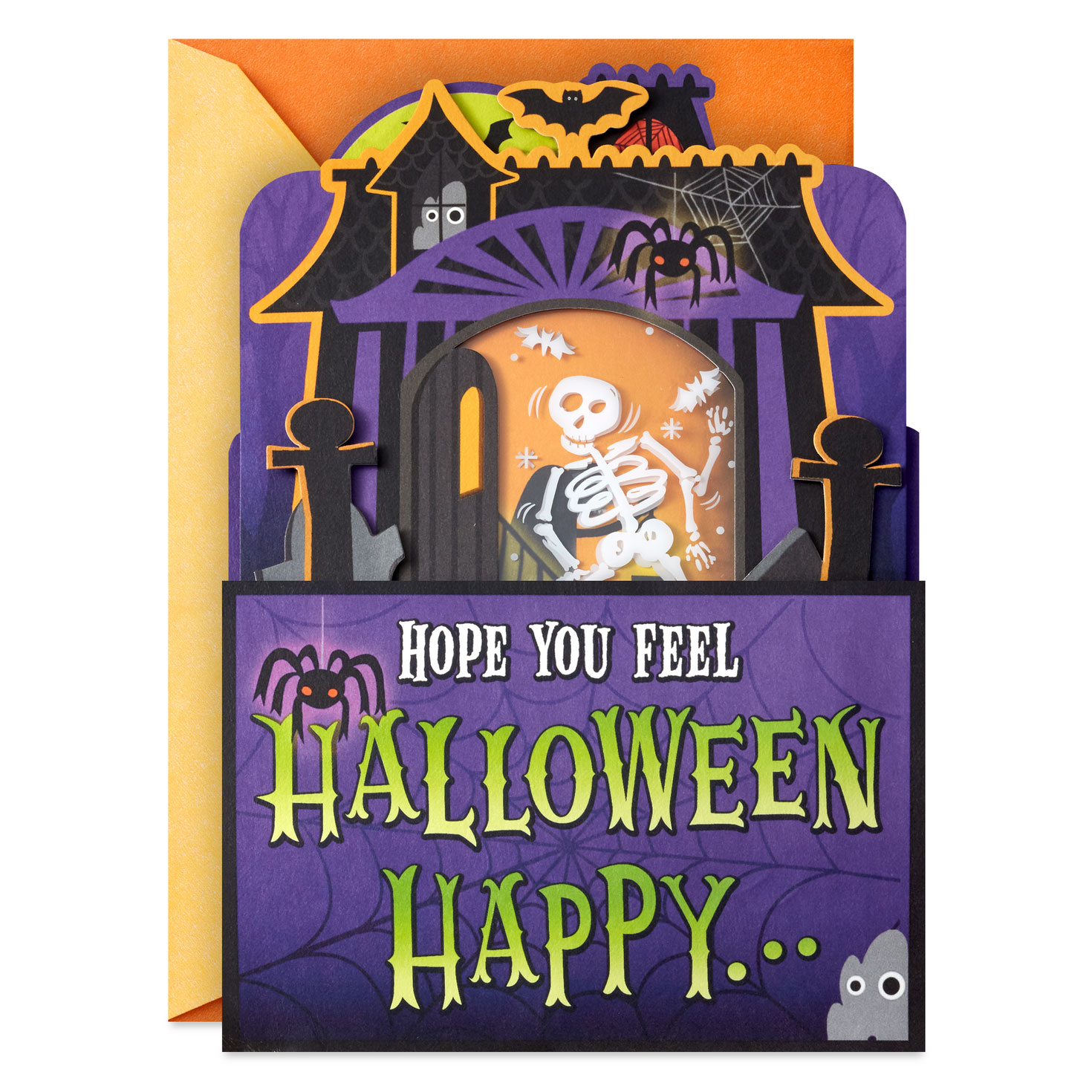 Dancing Skeleton Musical Pop-Up Halloween Card With Light - Greeting ...
