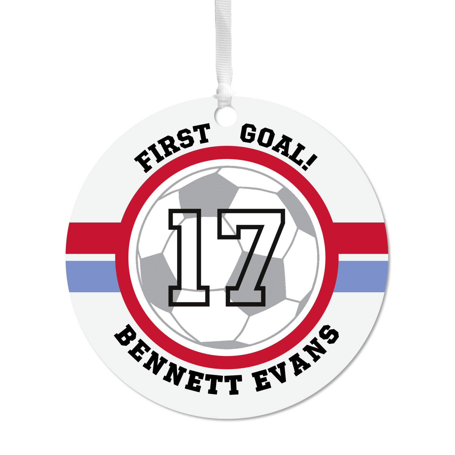 Soccer Round Metal Personalized Ornament, Custom Text - Personalized ...