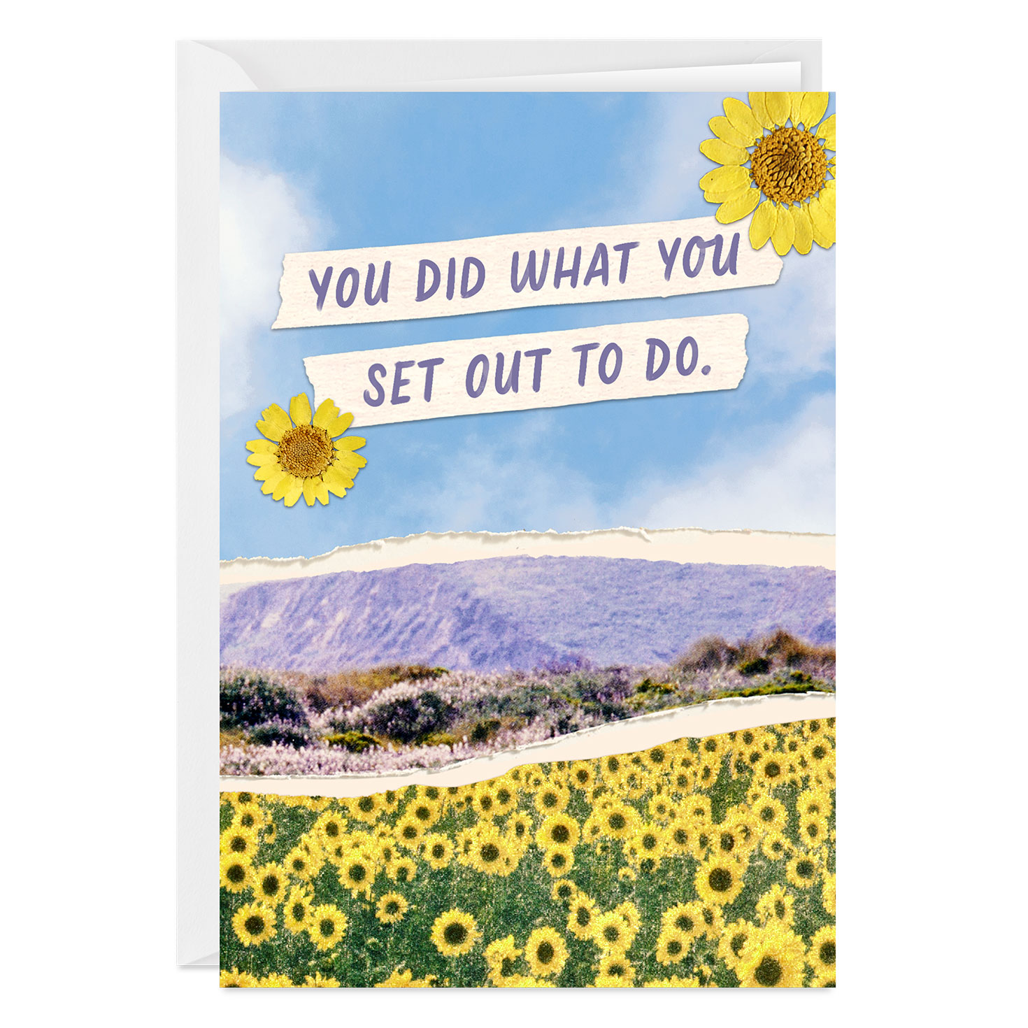 You Did It Sunflower Field Custom Congratulations Card - Greeting Cards ...
