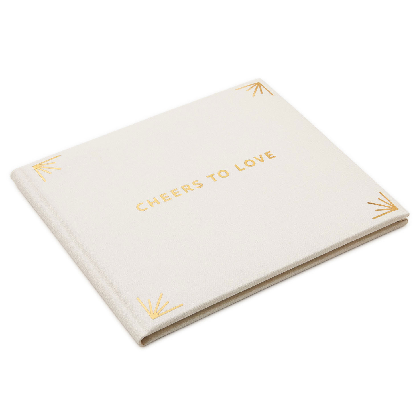 Cheers to Love Gold on Cream Linen Guest Book - Party Favors | Hallmark
